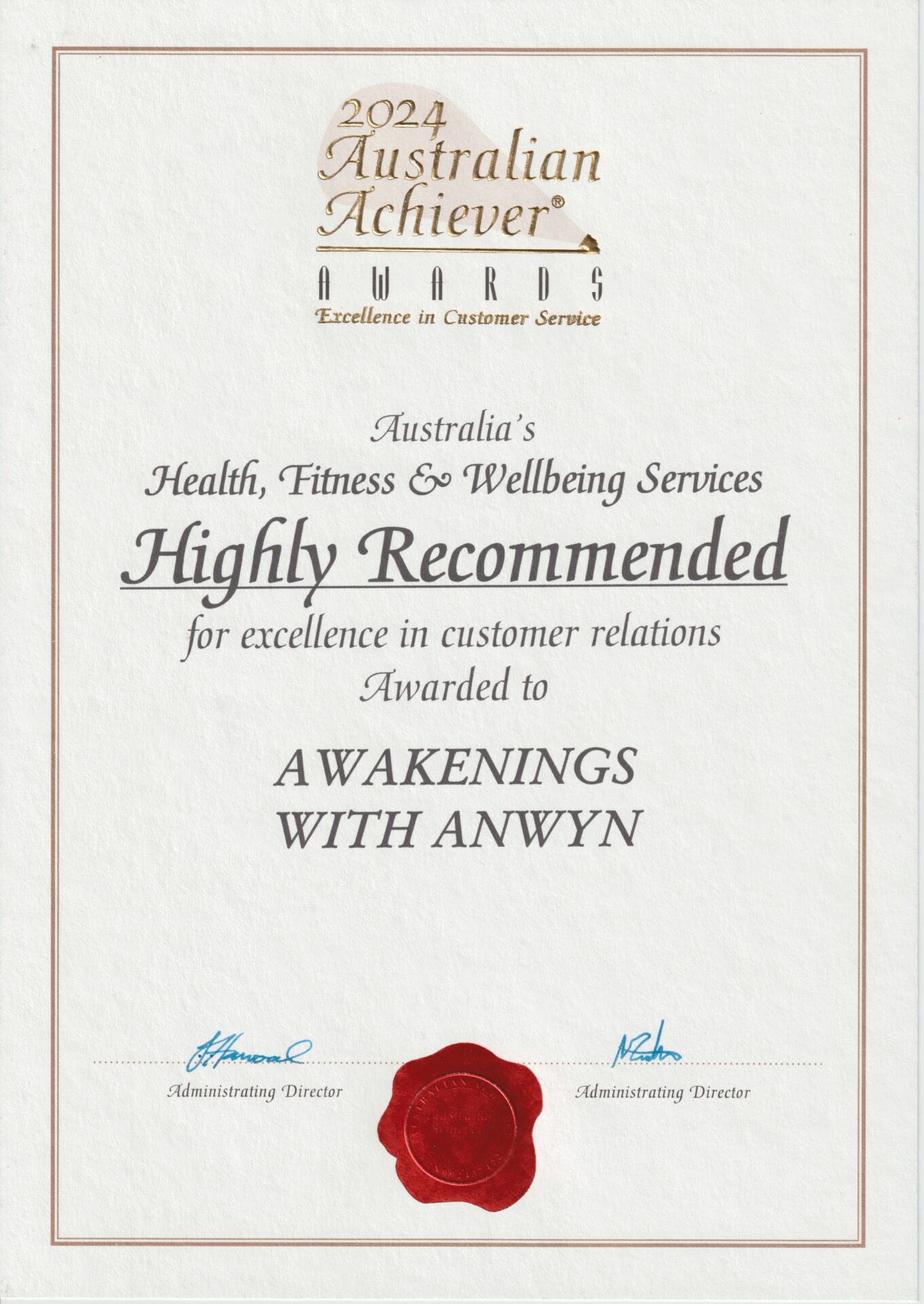 2024 Australian Achiever Awards – Awakenings with Anwyn